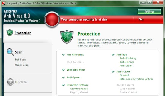 Antivirus Gratis para Windows 7, Kaspersky 8.0 - Desontis